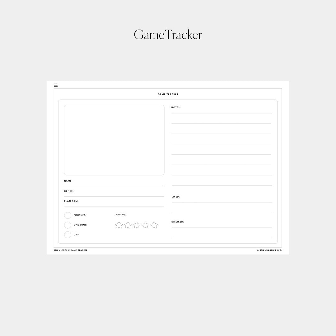 STIL x Cozy K Digital Game Tracker